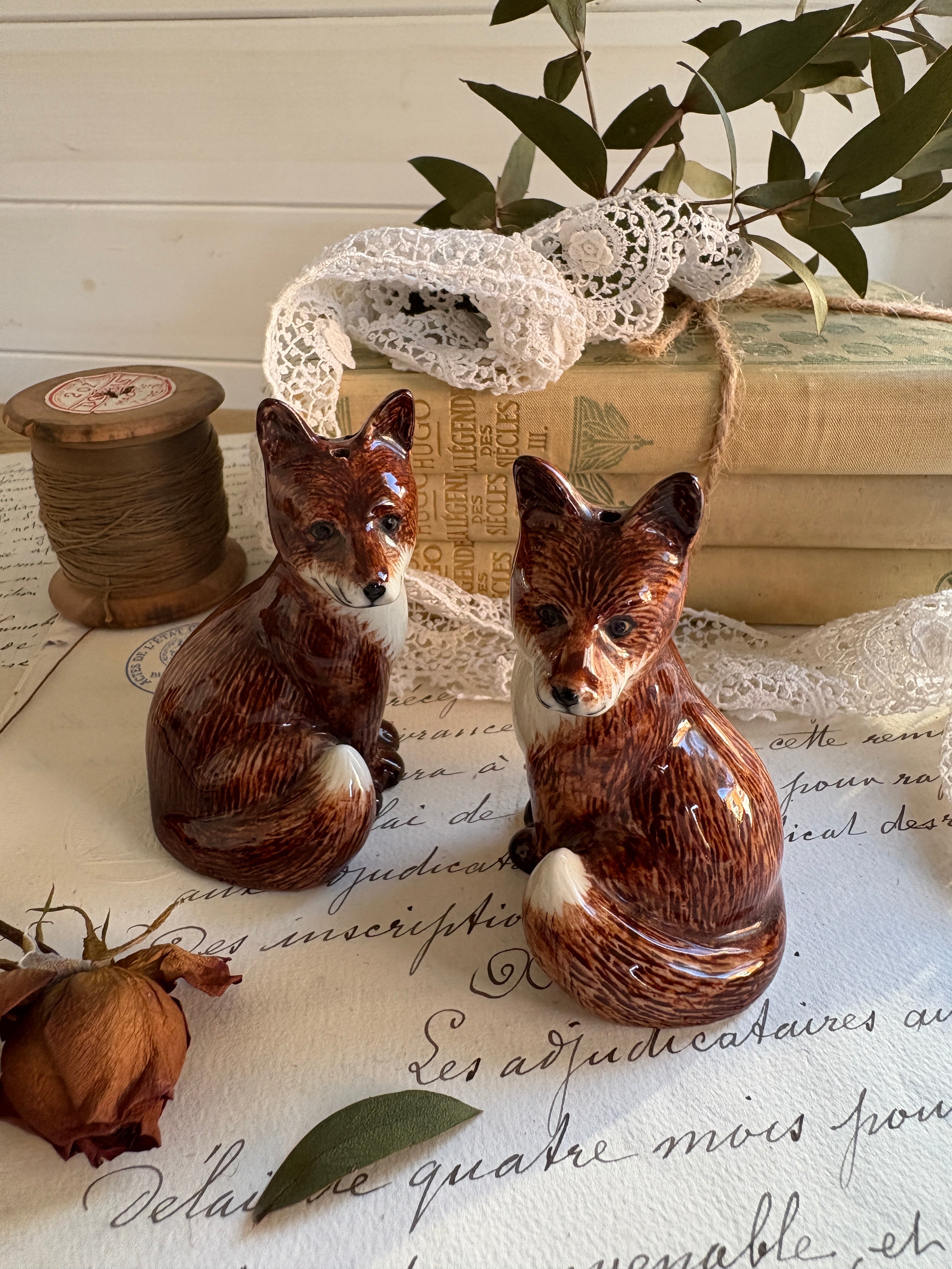Pair Quail Ceramic Fox Salt Pepper Pots – West and Co Interiors